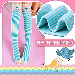 ANTSANG Kids Girls Knee High Socks Long Boot Crazy Silly Fun Gift Cute Tall Animal Socks for Child 6 Pairs Stocking Stuffers Gifts for 10 Year Old Girls Gifts Ideas (Animal A(6 Pairs))