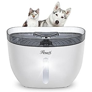 Rosewill 2L Automatic Pet Water Fountain, LED Indicator & Auto Turn Off, 2 Modes Water Dispenser, Incredibly Quiet, Low Energy Consumption, White - (RPWF-21001)