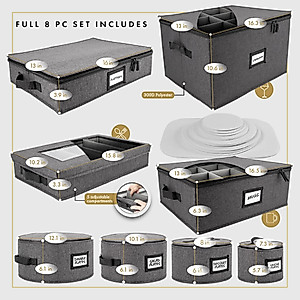 Homelux Theory Silverware Storage box | 15"x10.3"x3" ULTRA THICK HARDSHELL ALL SURFACES & COVER | Flatware Storage Containers | Adjustable 5 compartments | Cutlery Organizer with handles