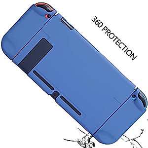Dockable Case for Nintendo Switch - COMCOOL 3 in 1 Protective Cover Case for Nintendo Switch and Joy-Con Controller with Screen Protector and Thumb Grips - Pacific Blue