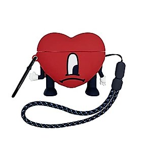Bad Cute Bunny Case for Airpods Pro 2nd Generation,Soft Silicone Airpods Pro 2 case with Lanyard Keychain,3D Fashion Funny Cartoon Protective Design for Girls Women Un Verano Sin Ti Airpods Pro 2 case