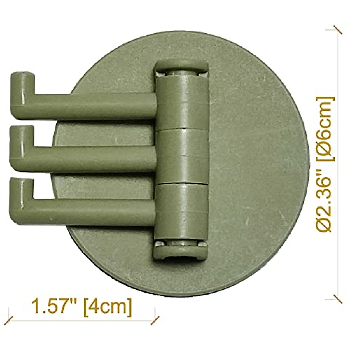 Fineget Adhesive Hooks for Hanging Door Kitchen Bathroom Hooks 3 Rotatable Arms Round Sticky Hooks Green 2 Pairs