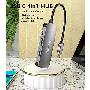 USB C Hub, BEST CABLE 4-in-1 USB C Hub Adapter - USB C to HDMI 4K@30Hz,USB C Charging Port,USB3.0, USB 2.0, Compatible with MacBook Pro/Air, Pro,Galaxy,Pixelbook and More USB C 3.1 Devices
