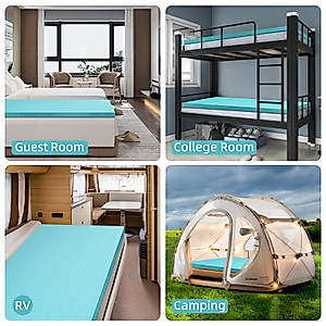 Nelaukoko 2 Inch Queen Memory Foam Mattress Topper, Gel Infused Soft Beding Topper for Queen Size Bed, Cooling Foam Mattress Topper for Bedroom, Floor, Camp,RV etc, CertiPUR-US Certified