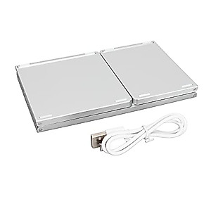 Acogedor 3 Folding Keyboard with Touchpad Foldable Bluetooth Keyboard 63 Keys Portable Wireless Keyboard for iOS Windows Android Phone Tablet Laptop(Silver White)
