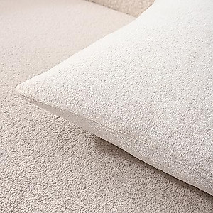 WOKANI White Textured Boucle Throw Pillow Covers 20x20 Decorative Accent Decorations Neutral Cushion Cases Home Decor Square for Couch Living Room Bedroom Sofa,Set of 2 Cream Ivory