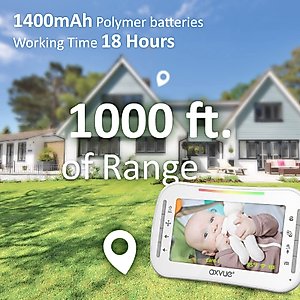 AXVUE Video Baby Monitor with 4.3" LCD Screen (High Resolution) and Remote Pan-Tilt-Zoom Camera Infrared Night Vision Extended Battery Long Range 1,000 feet