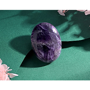 Amethyst Thumb Healing Crystals Stones Sets Hand Carved Stones Gemstone Pocket Natural Stone Meditation Reiki Energy Oval Palm Stone Worry Stone for Anxiety Therapy