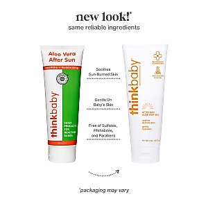 THINK Thinkbaby Aloe Vera Gel, After Sun Relief, 8 Fl Oz, EWG Verified Natural After Sun Skincare for Face & Body - Hydrating, Soothing & Moisturizing Sunburn Solution for Babies & Toddlers