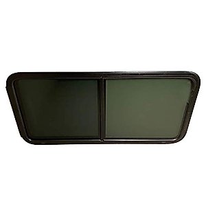 49.5" Width x 23.5" Height RV Window, Tiny House Vertical Slider W/Screen & Interior Camper Window Clamp Ring for 1-1/2" Wall Thickness Included, Teardrop Replacement Trailer Window
