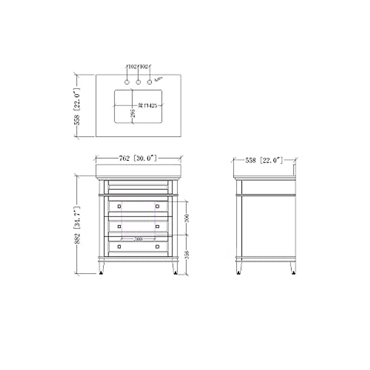 30" Felix Modern Style Navy Blue Bathroom Vanity 1810-V30NB-BS
