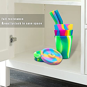 TQONEP Toddler Cups,Silicone Sippy Cups for Kids,Toddler Cups Spill Proof with Straws Leakproof Lid,Sippy Cups for Baby 6 Months,Applicable to Toddler & Kids,9 OZ(Rainbow+Yellow)