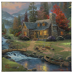Thomas Kinkade Mountain Paradise 14" x 14" Gallery Wrapped Canvas Art | Frameless Room Wall Art | Certificate of Authenticity Included