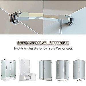 40cm / 15.7" Stainless Steel Frameless Shower Door Fixed Panel Wall-to-Glass Support Bar for 1/4" to 3/8" Thick Glass by M-Home (400mm, Chrome)