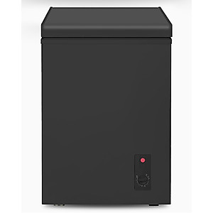 Muhub 3.5 Cu Ft Chest Freezer, Compact Freezer with 7 Level Adjustable Temperature,Top Open Door Freezer with Removable Storage Basket,Energy Saving Deep Freezer, Black