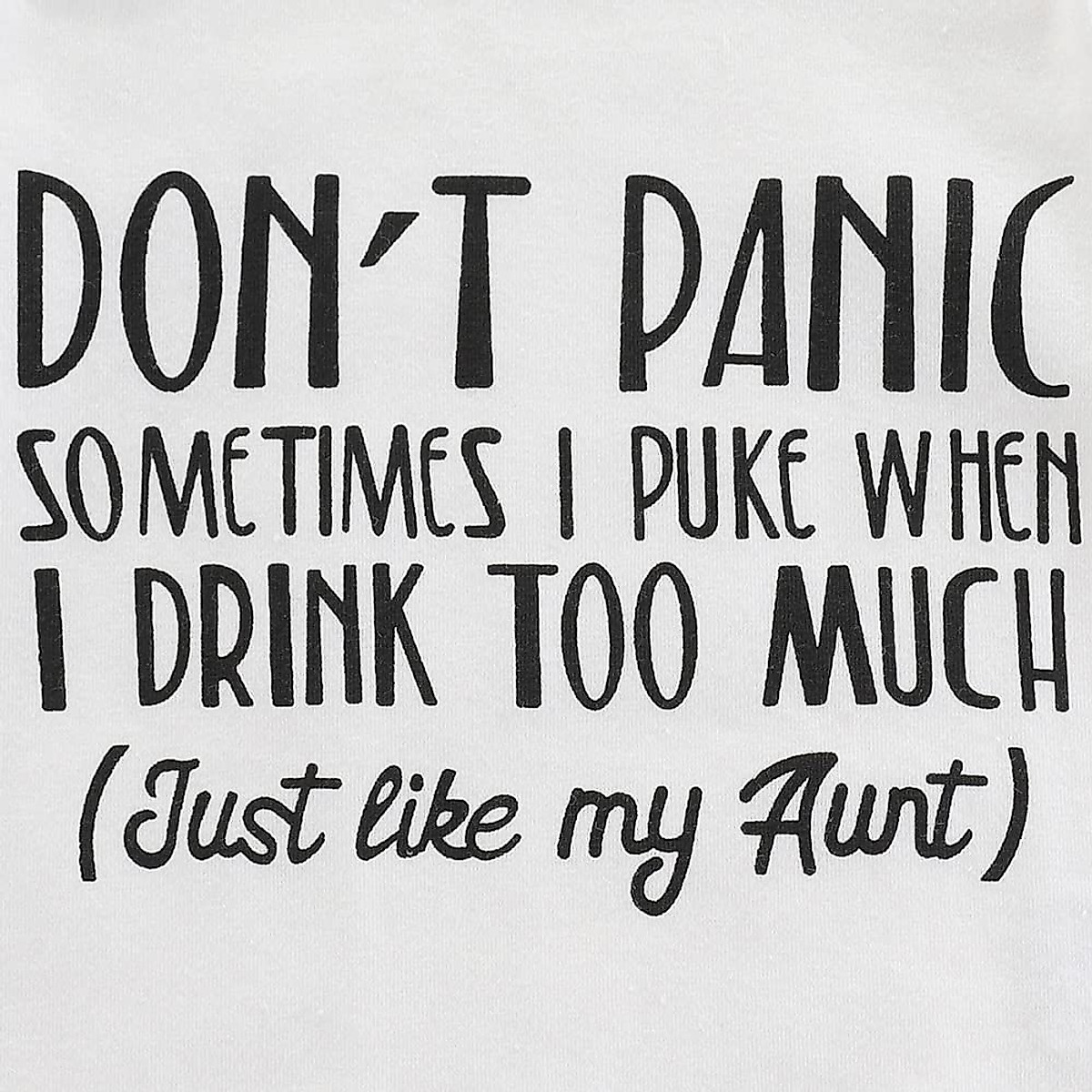 Baby Boys Girls Romper Summer Clothes Kids Jumpsuit Playwear Don't Panic Letter Printed Infant Aunt Onesies Outfits Gift White,70/3-6M