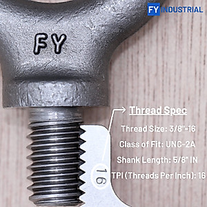 2 Pcs Lifting Shoulder Eye Bolts 3/8"-16 X 5/8"