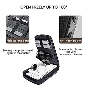 Refutuna Hard shell Laptop Backpack for Men, 17 Inch Anti-theft Waterproof Business Backpack, TSA Lock Gaming Computer Backpack with USB Charging Port Work age:over 15 years old (Titanium)