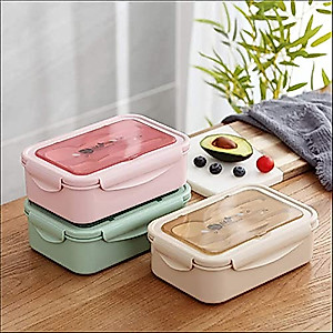 Kvohzbl Bento Box for Kids Adults Lunches Leakproof Adult 3 Compartment Lunch Box Reusable Plastic Bento Boxes Food Containers Environmental Protection Bento Box Microwave/Freezer/Dishwasher (Pink)