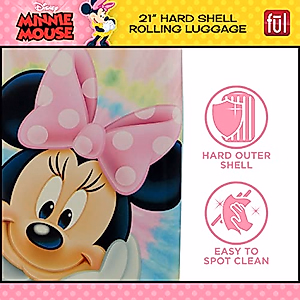 FUL Disney Minnie Mouse 21 Inch Kids Rolling Luggage, Tie Dye Hardshell Carry On Suitcase with Wheels, Multi (FCGL0030SAMEC-634)