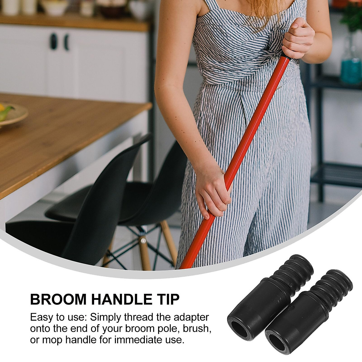 Angoily 2pcs Broom Handle Threaded End Broom Handle End Broom Handle Tips Extension Pole Accessories Threaded Extension Pole Attachment Broom Handle Connector Mop Stick Tip Replacement