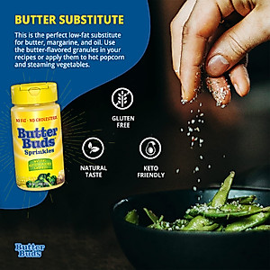 Butter Buds Sprinkles - Butter Flavor Granules - Natural - Gluten-Free - Lightly Salted Fat-Free Butter Substitute, 2.5oz (Pack of 2)