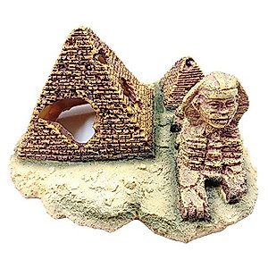 M2cbridge Aquarium Decor Castle Fish Tank Decoration Stands Egyptian Pyramid Rockery Hiding Cave Tree House Hideout (Egyptian Pyramid)