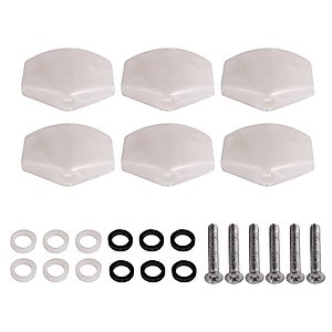 BQLZR 6Pcs Guitar Tuning Peg Caps Tuners Machine Head Replacement, Tuner Buttons Knobs Set Tuning Key for Acoustic Guitar, Guitar Parts ABS Buttons(White pearl)
