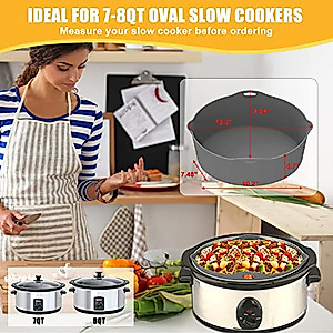 Silicone Slow Cooker Liner Fits Crock-pot 7-8 Quart Oval Slow Cooker,Reusable BPA-free Leak-proof Slow Cooker Accessories with Handle and spout,Dishwasher Safe Crock Pot Liners,Grey