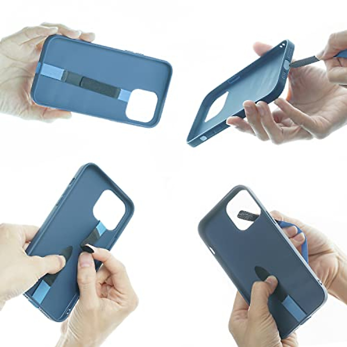 TFY Security Elastic Phone Strap, Universal Slim Hand Finger Grip, Non-Slip Cell Phone Holder, fit Most Smartphones Case - 2 Pieces (Blue)