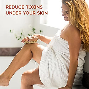 Zen Me Premium Boar Bristle Brush, Exfoliating Brush with Medium Firm Natural Bristles for Cellulite and Lymphatic, Body Scrub Brush with Detox eBook Gift