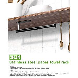 Adjustable Self-Adhesive Paper Towel Holder Under Cabinet, Under Counter Paper Towel Holder Wall Mount for Kitchen Bathroom Organization Storage, Adhesive and Screws, Extendable 7.5" to 14"