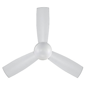 WAC Smart Fans Orb Indoor and Outdoor 3-Blade Flush Mount Smart Home Ceiling Fan 44in Matte White with Remote Control works with Alexa and iOS or Android App