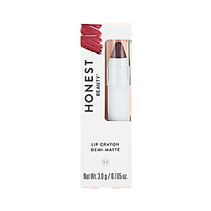 Honest Beauty Lip Crayon-Demi-Matte, Mulberry with Jojoba Oil & Shea Butter | Lightweight, High-Impact Color | EWG Certified + Dermatologist tested + Hypoallergenic & Cruelty free | 0.105 oz.