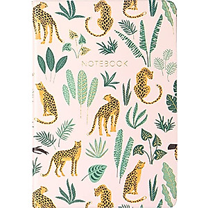 Eccolo Medium Lined Journal Notebook, Flexible Cover, A5 Writing Journal, 256 Ruled Ivory Pages, Ribbon Bookmark, Lay Flat, Notebook for Work or School, Cheetah (5.75-x-8.25 inches)