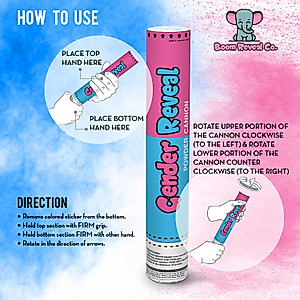 Boom Reveal Co. | Gender Reveal Powder Cannons, Pink OR Blue Set of 2 (18 inch) Gift Ready, Party Popper, Baby Shower Announcement Boy or Girl Decorations (Pink)