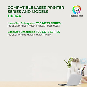 TCT 14A Toner Cartridge 2 Pack - Premium Compatible Replacement for HP 14A CF214A Black Works With HP LaserJet Enterprise 700 M712DN M712N M712XH, M725Z+ MFP M725DN M725F M725Z Printers (10,000 Pages)