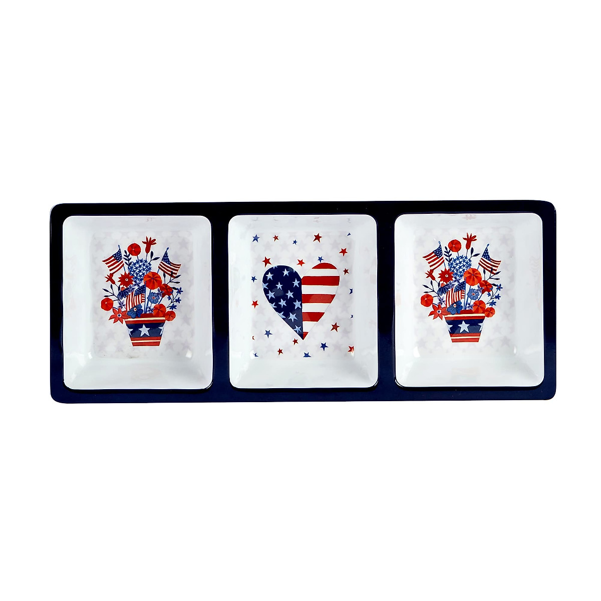 Certified International Stars & Stripes Melamine Hostess/Serving Set, Multicolor, Large, 3 Piece