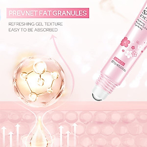 AKARY 2-in-1 Sakura Eye Serum and Eye Roller, Eye Massager Roller Lifting, Eye Cream for Nourishing Relieve Eye Bags, Dark Circles, and Puffiness, Fine Lines, Under Eye Treatment Cream