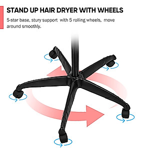 ZENY Stand Up Hair Dryer 1300W Adjustable Floor Hooded Bonnet Hair Dryers with Rolling Wheels Professional Salon Equipment for Beauty Home Hair Drying