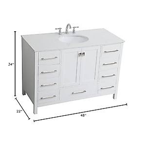 Elegant Kitchen and Bath 48 inch Single Bathroom Vanity Cabinet - White