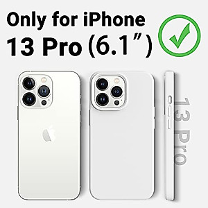 AOTESIER Shockproof Designed for iPhone 13 Pro Case, Liquid Silicone Phone Case with [Soft Anti-Scratch Microfiber Lining] Drop Protection 6.1 inch Slim Thin Cover（White）