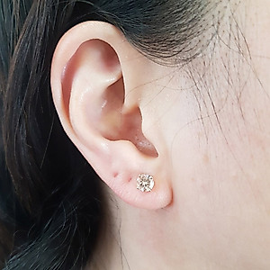 Dazzlingrock Collection 5mm Each Round Morganite Solitaire Stud Earrings for Women in 18K Rose Gold in Screw Back