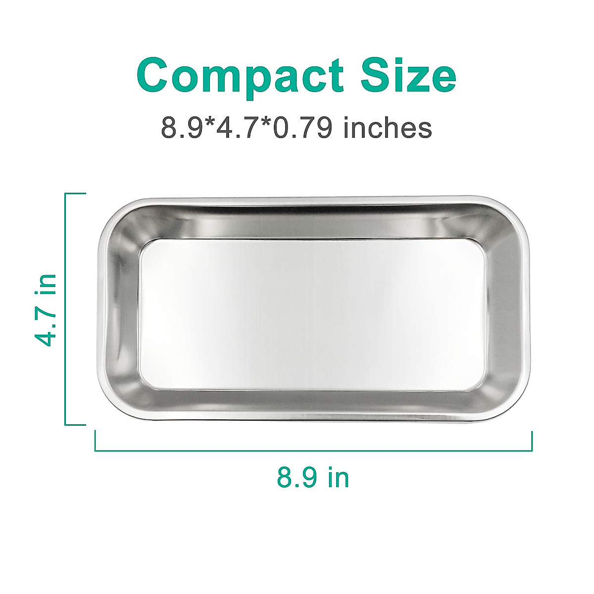 Yzurbu 6pcs Metal Tray, Stainless Steel Small Tray for Tattoo, Resin, Bathroom, Lab Instrument Supplies