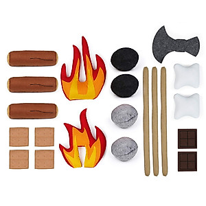 UANDME 21pcs Pretend Camping Play Set Safe Campfire Toys for Kids Dramatic Play Toys for Boys and Girls Doll Camping for Preschoolers