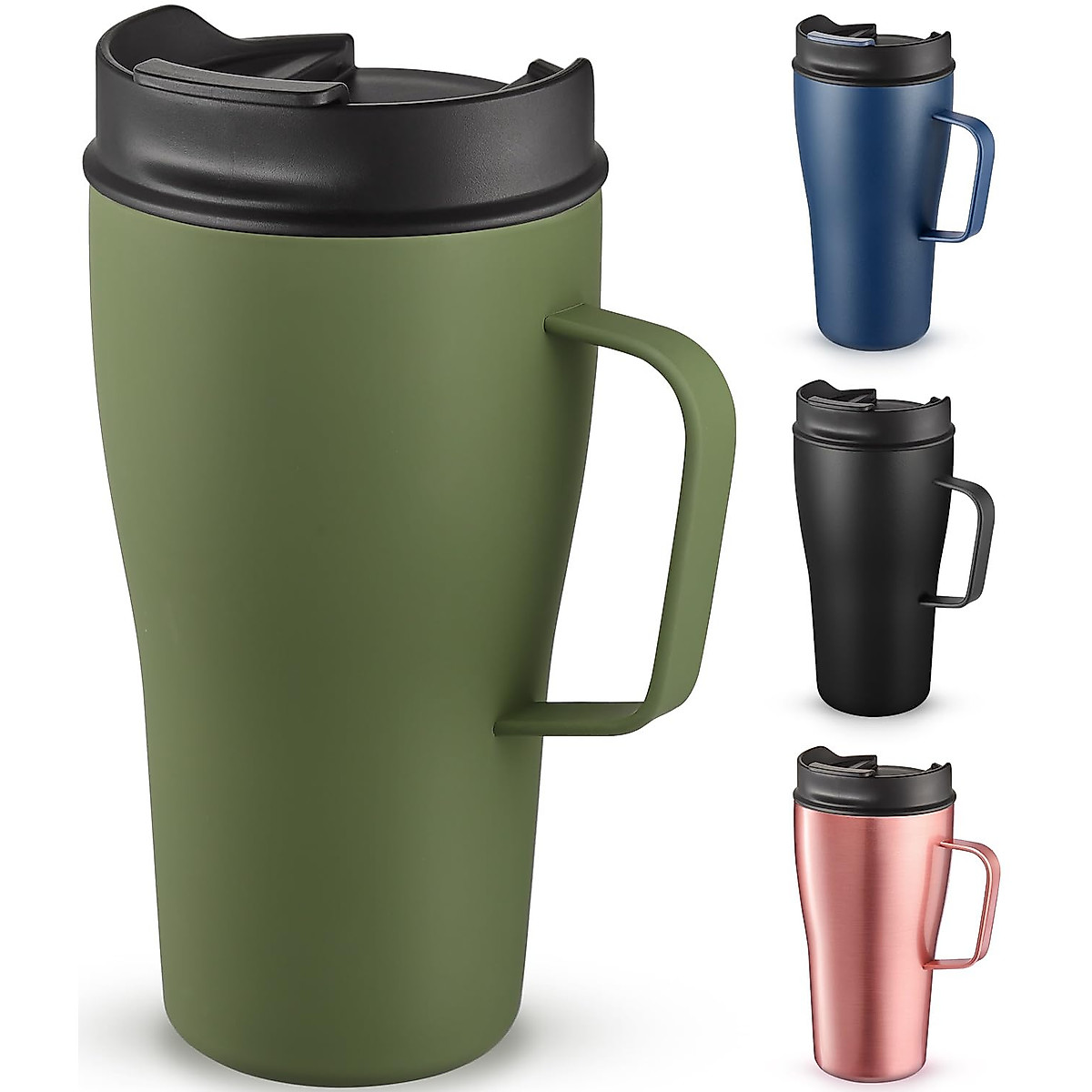 CIVAGO 20 oz Insulated Coffee Mug with Lid, Stainless Steel Coffee Travel Mug with Handle, Double Wall Vacuum Tumbler with Lid and Straw, Thermal Cup, Black Glitter