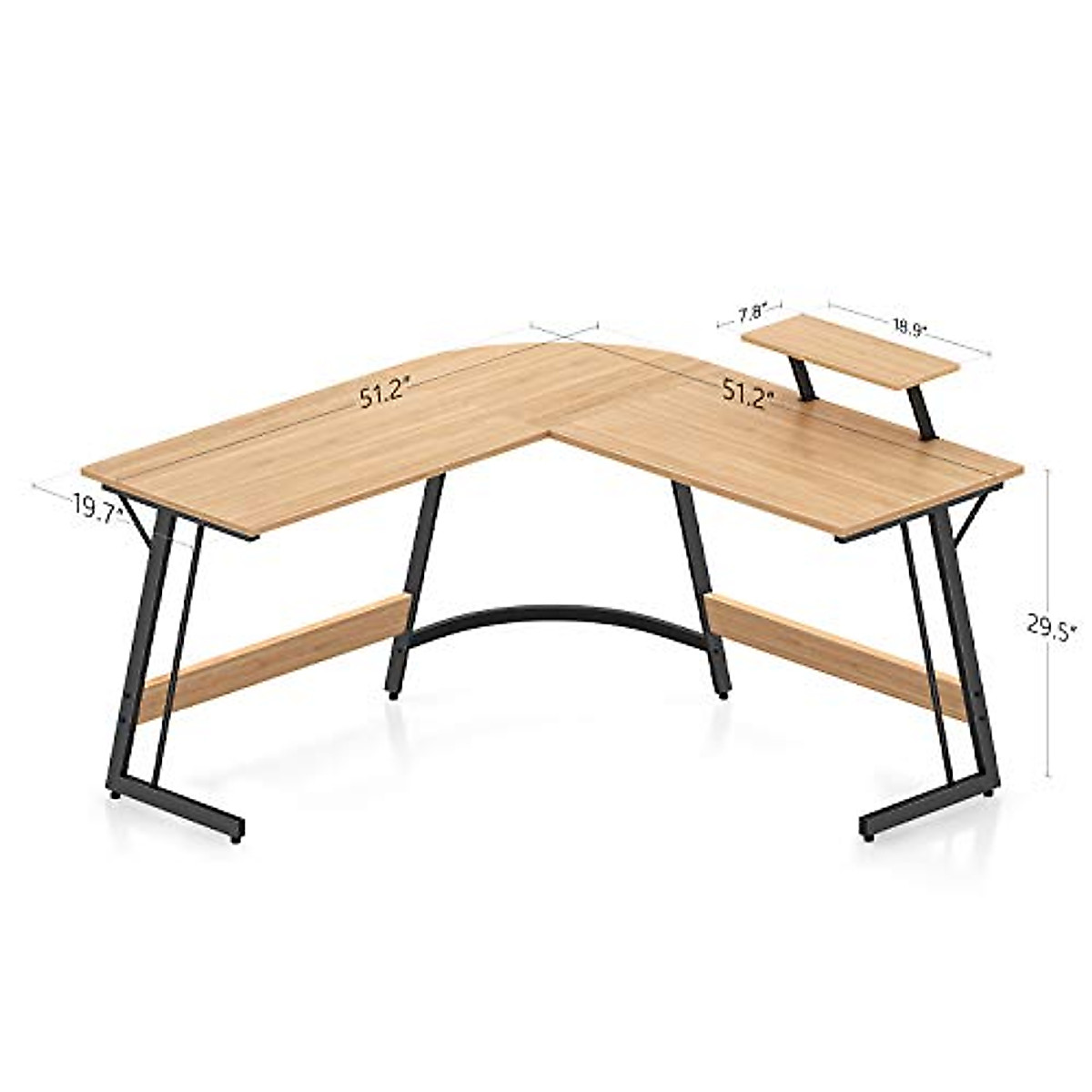 Cubiker Modern L-Shaped Desk Computer Corner Desk, PC Laptop Writing Study Desk for Home Office Wood & Metal