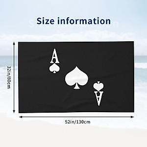 ADOSIA Ace of Spades Poker Beach Towel 32x52in Oversized Soft Absorbent Beach Towel