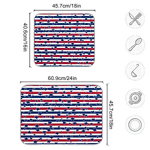 Dish Drying Mat American Stars And Stripes Kitchen Counter Mat Dishes Pad Dish Mats for Drying 4th Of July, Reversible, Super Absorbent 18x24