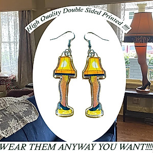 Cute Leg Lamp/ Pink Rabbit Pajamas, Fragile Box Earrings for Christmas, Tacky Sweater Parties, Teachers, Christmas Story Parties and More. Fun Pair of Christmas Earrings! Dangle Christmas Earrings for